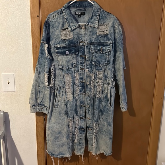 Thrill | Jackets & Coats | Ripped Denim Jacket | Poshmark